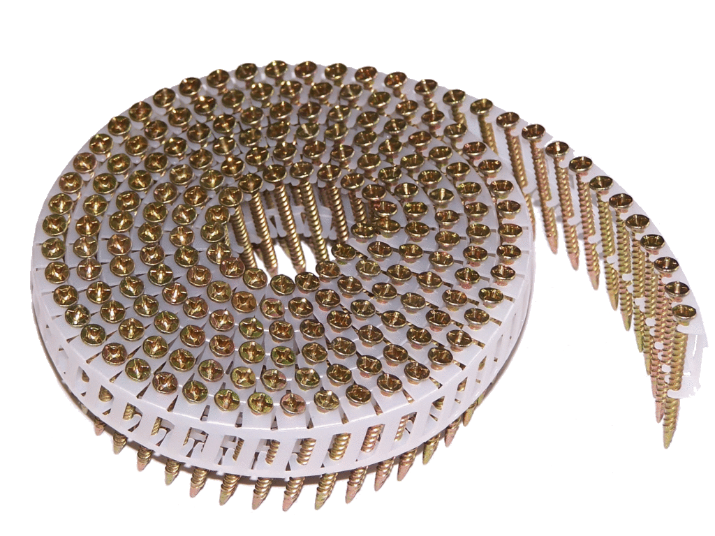 Flat Head Yellow Zinc 15° Plastic Sheet Coil Ballistic NailScrews ...