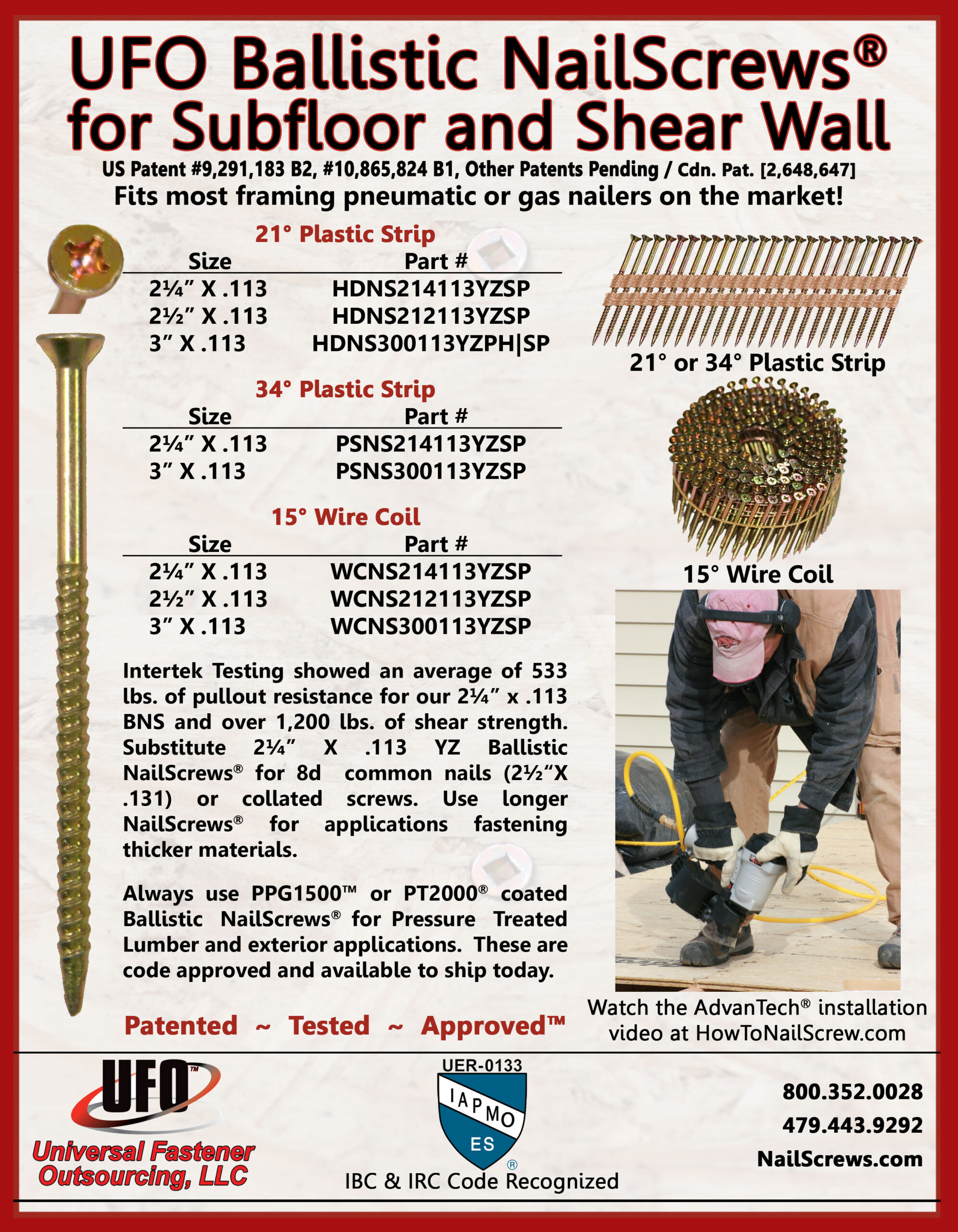 Literature – UFO Ballistic NailScrews®